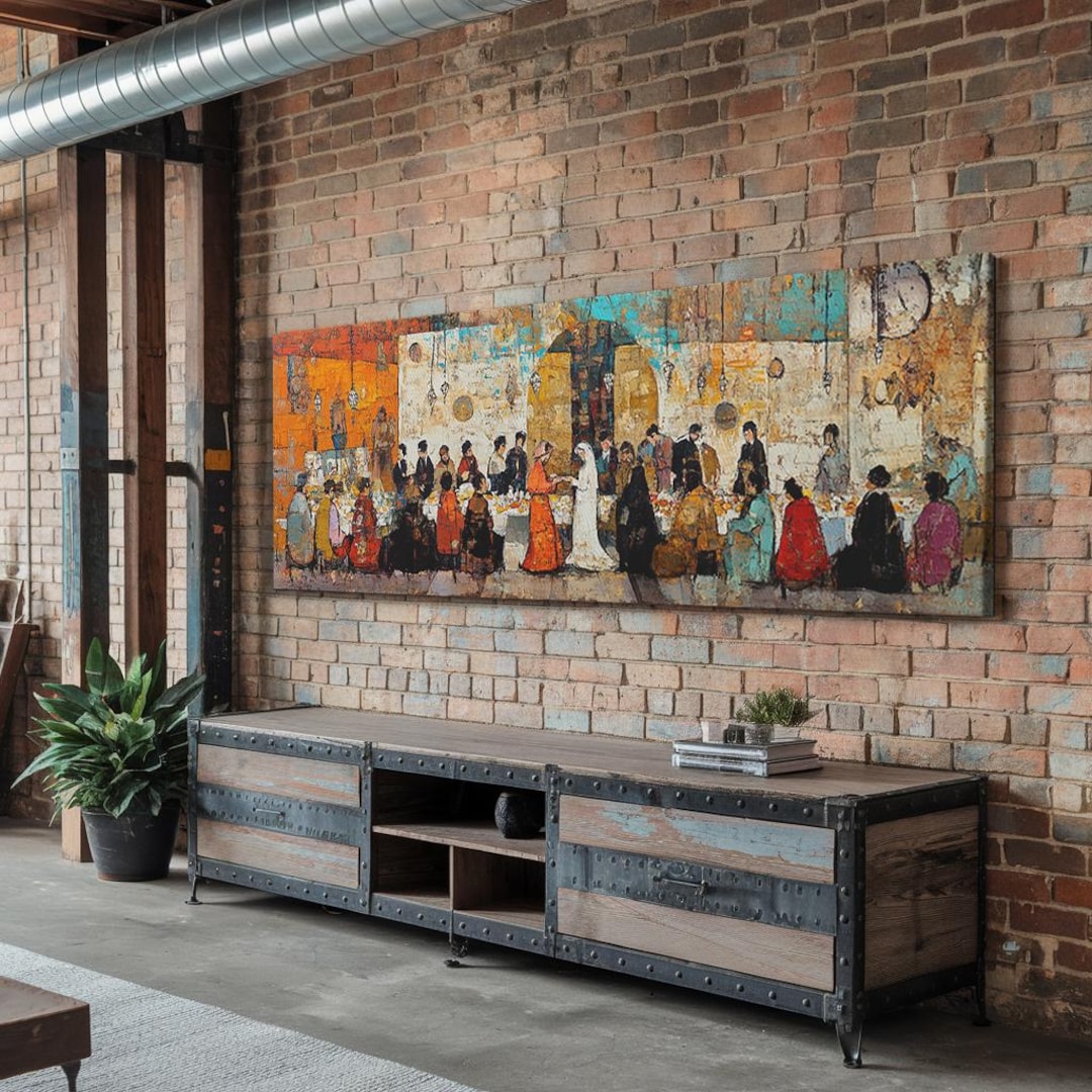The Wedding at Cana Water Into Wine Framed Canvas Print | Panoramic ...