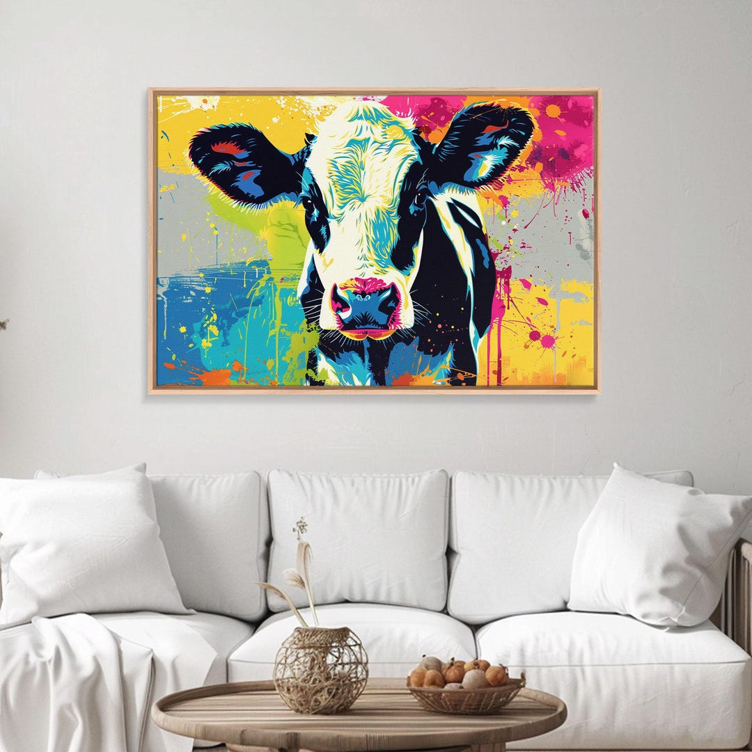 Cow Canvas Print Modern Farmhouse Wall Art Etsy
