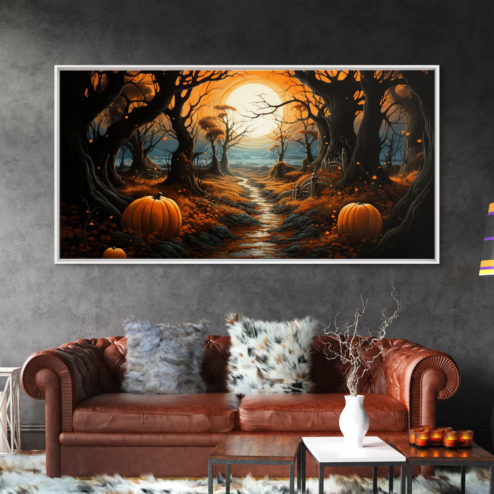 Halloween Wall Decor Spooky Art Print Pumpkin Decor Canvas - Etsy