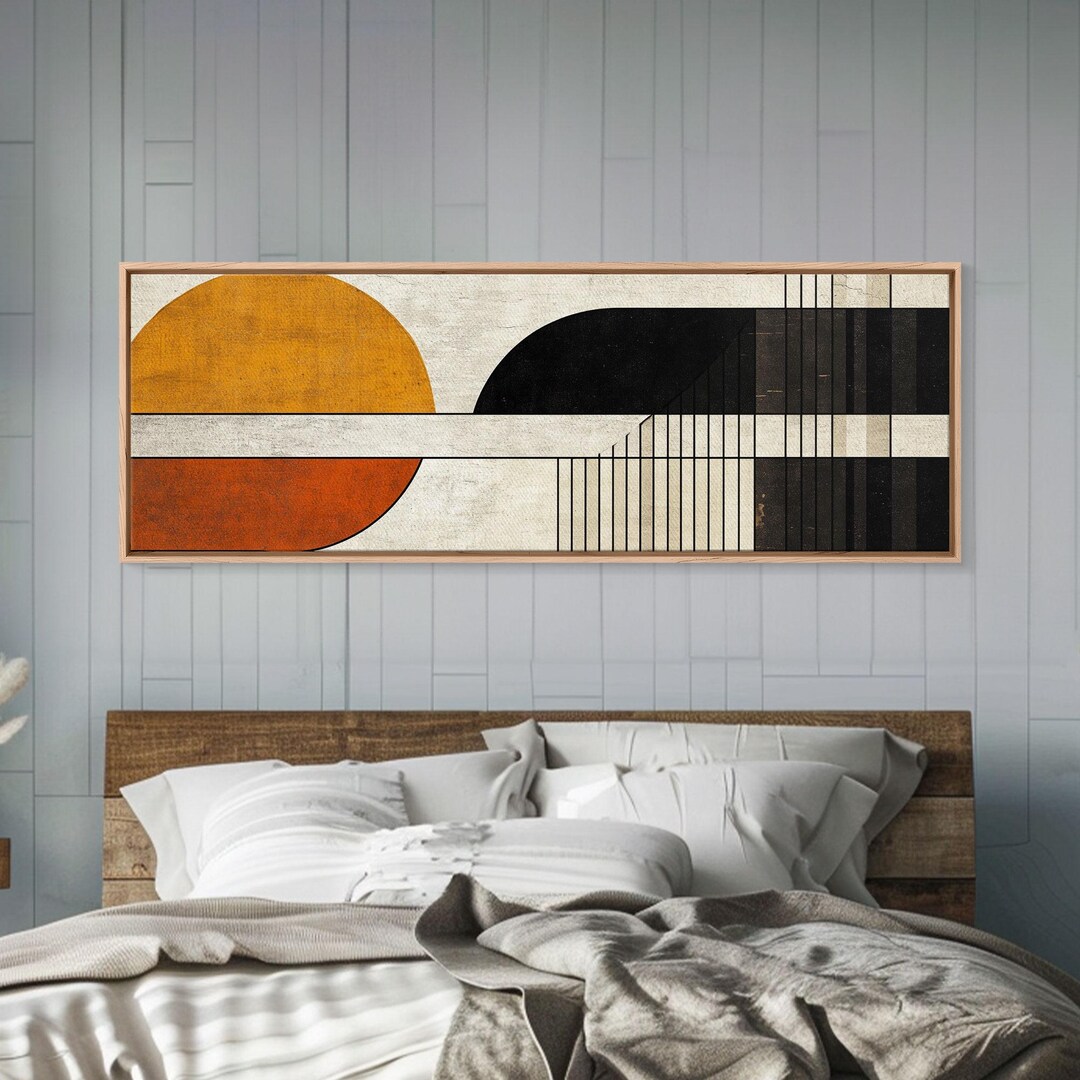 Art Deco Abstract Wall Art, Framed Canvas Print, Canvas Art, Earth Tons ...