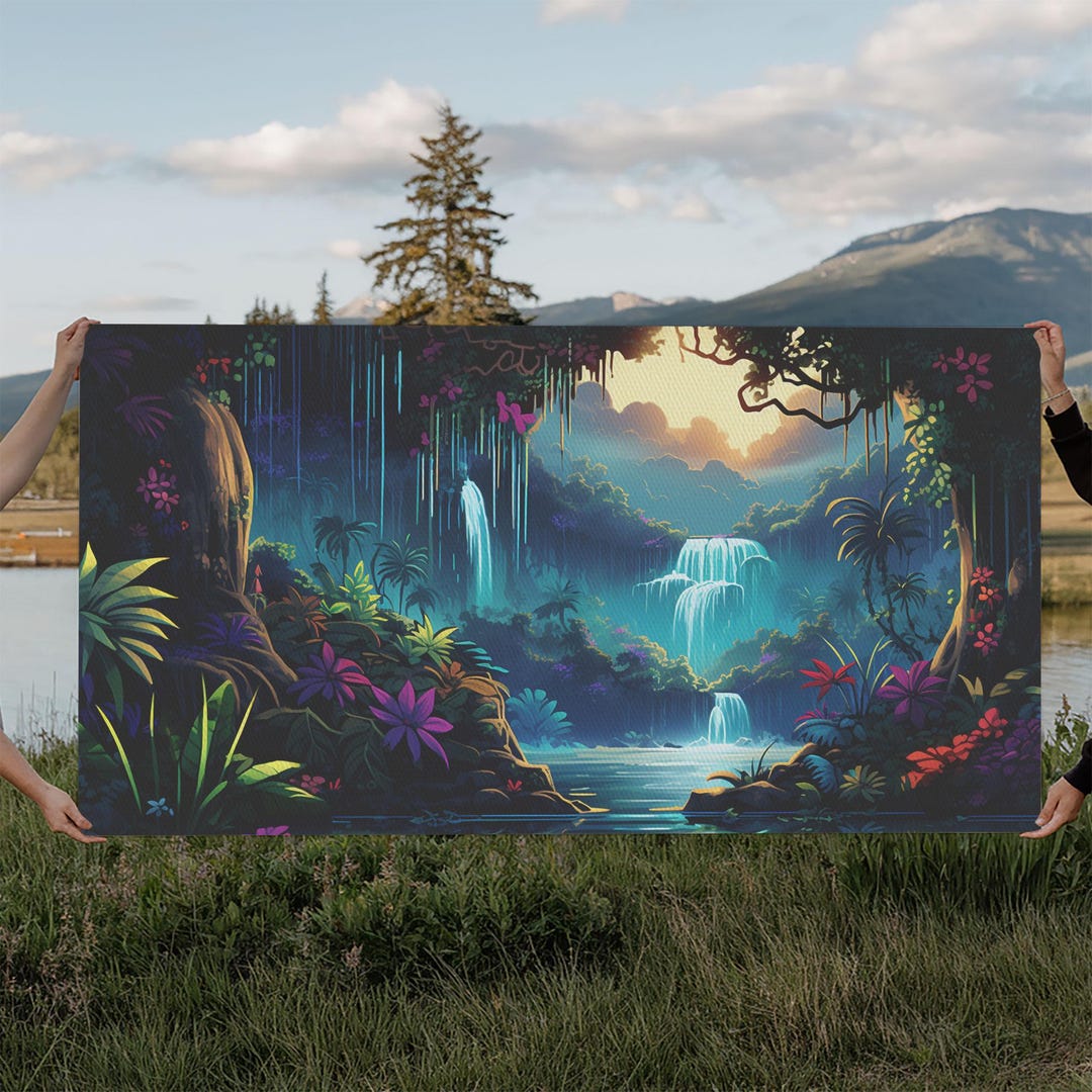 Fantasy Forest Wall Art, Waterfalls, Forest Wall Art, Trees Wall Print ...