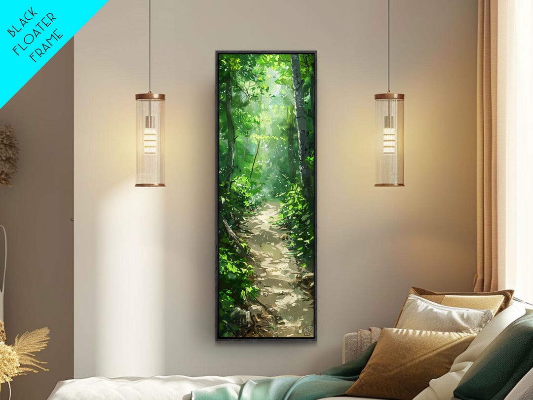 Lush Forest Pathway Art - Framed Canvas Print, Farmhouse Art, Boho Art ...