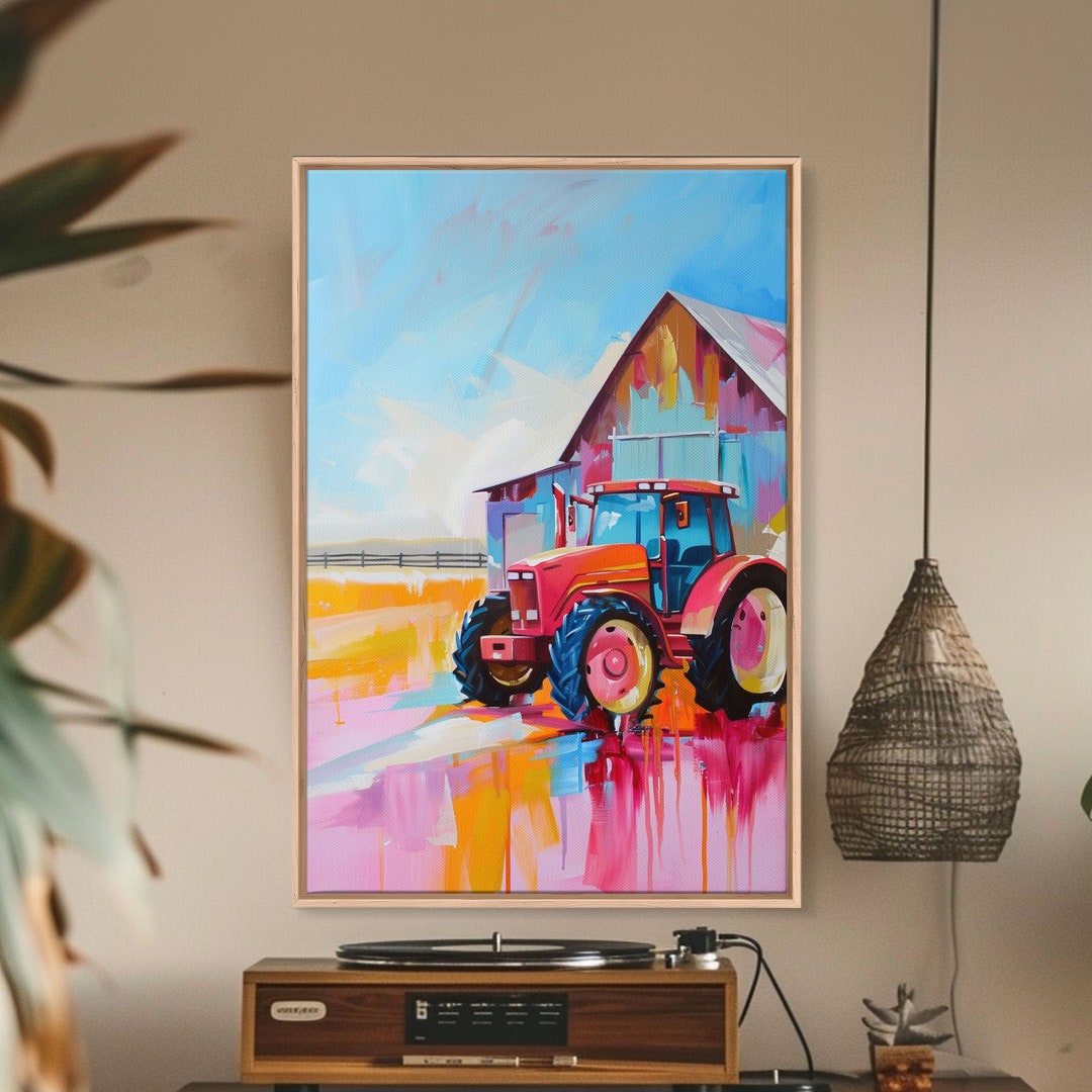 Pastel Tractor Canvas Print: Dreamy Farmhouse Wall Art - Etsy