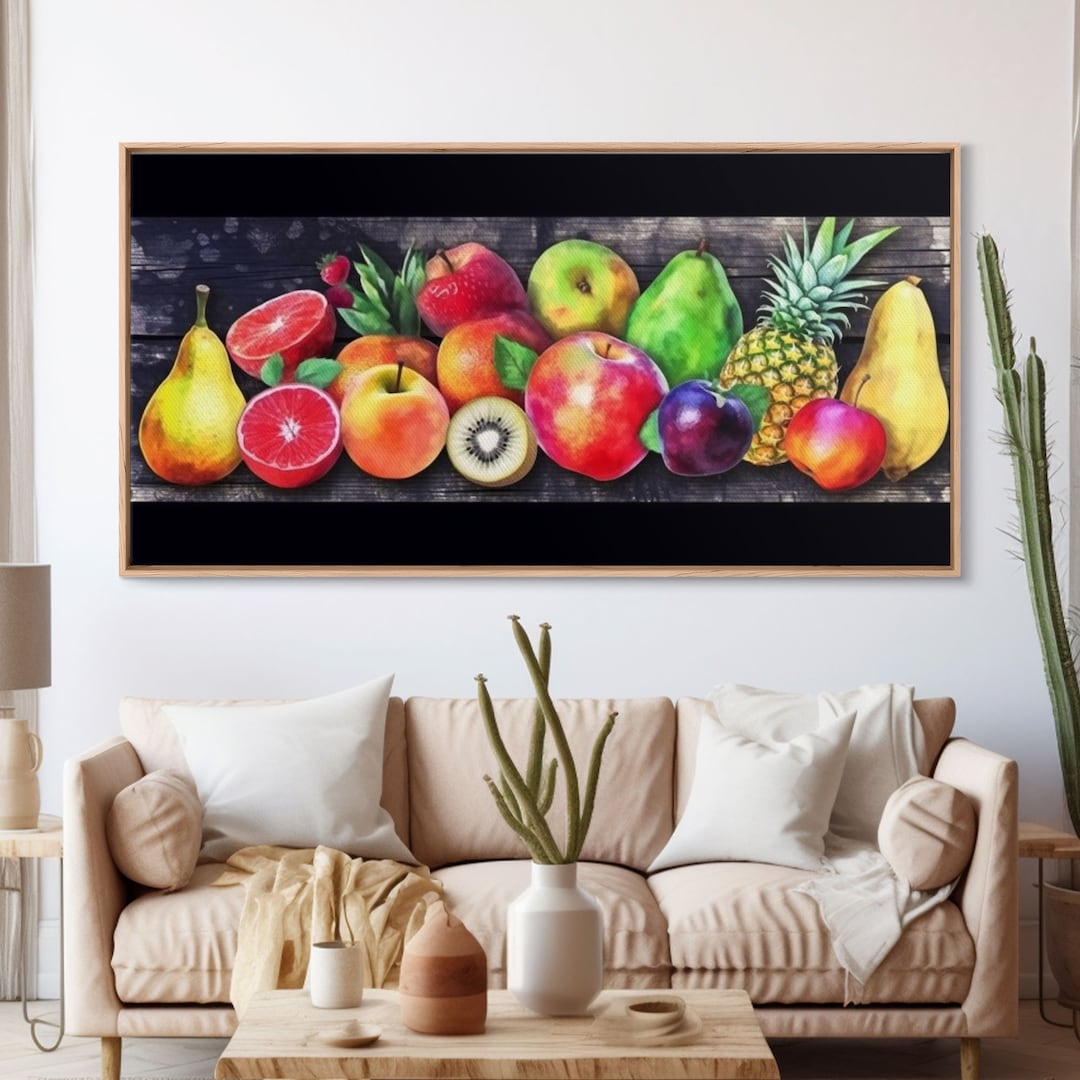 Fruits Wall Art, Food Wall Decor, Kitchen Wall Art, Panoramic Wall ...