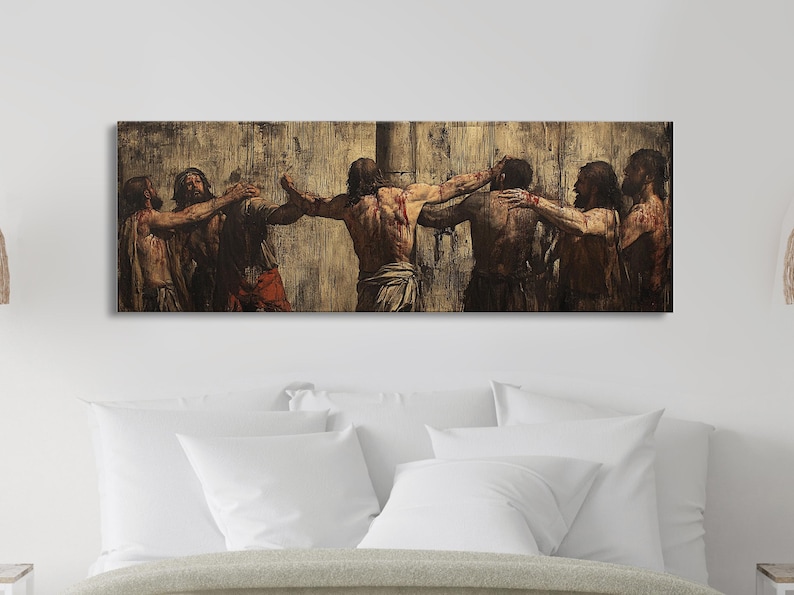 Scourging at the Pillar Passion Scene Framed Canvas Print | Extra Wide ...