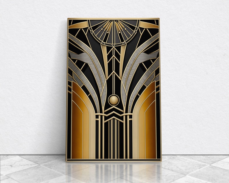 Art Deco Pattern Wall Art Framed Canvas Print Art Deco - Etsy