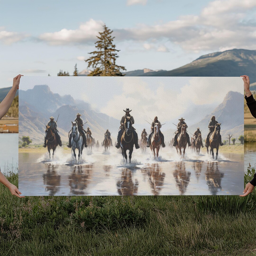 Cowboy Art Print, Western Wall Art, Horse Wall Art, Canvas Print, Wall ...