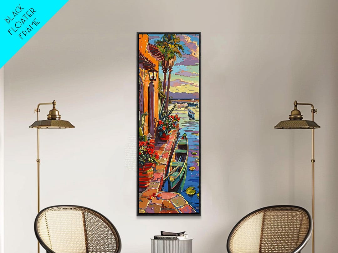 Beachside Sunset Art Print: Long Vertical Nautical Canvas - Etsy