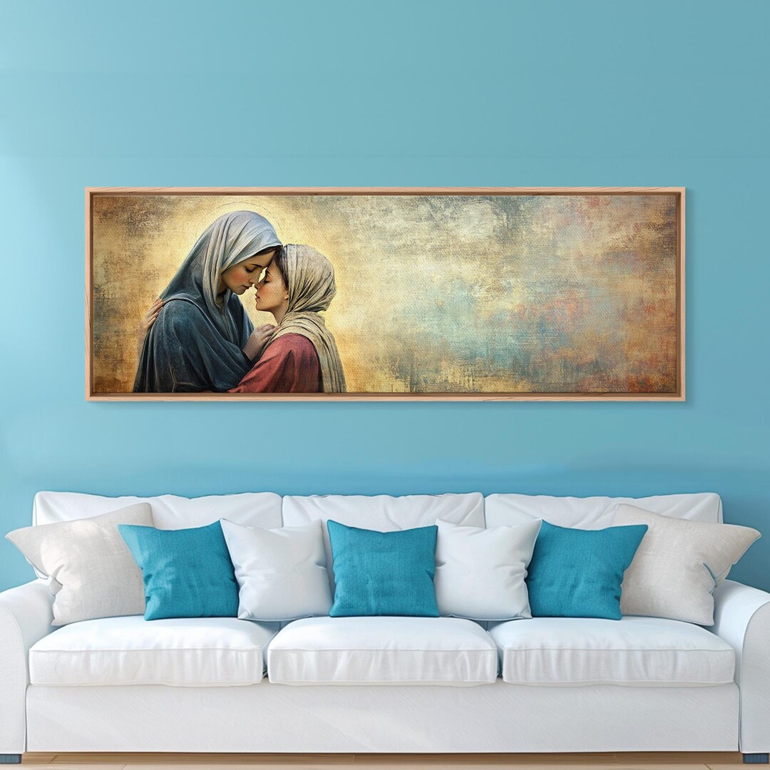 The Visitation Scene of Mary and Elizabeth Panoramic Canvas | Framed ...