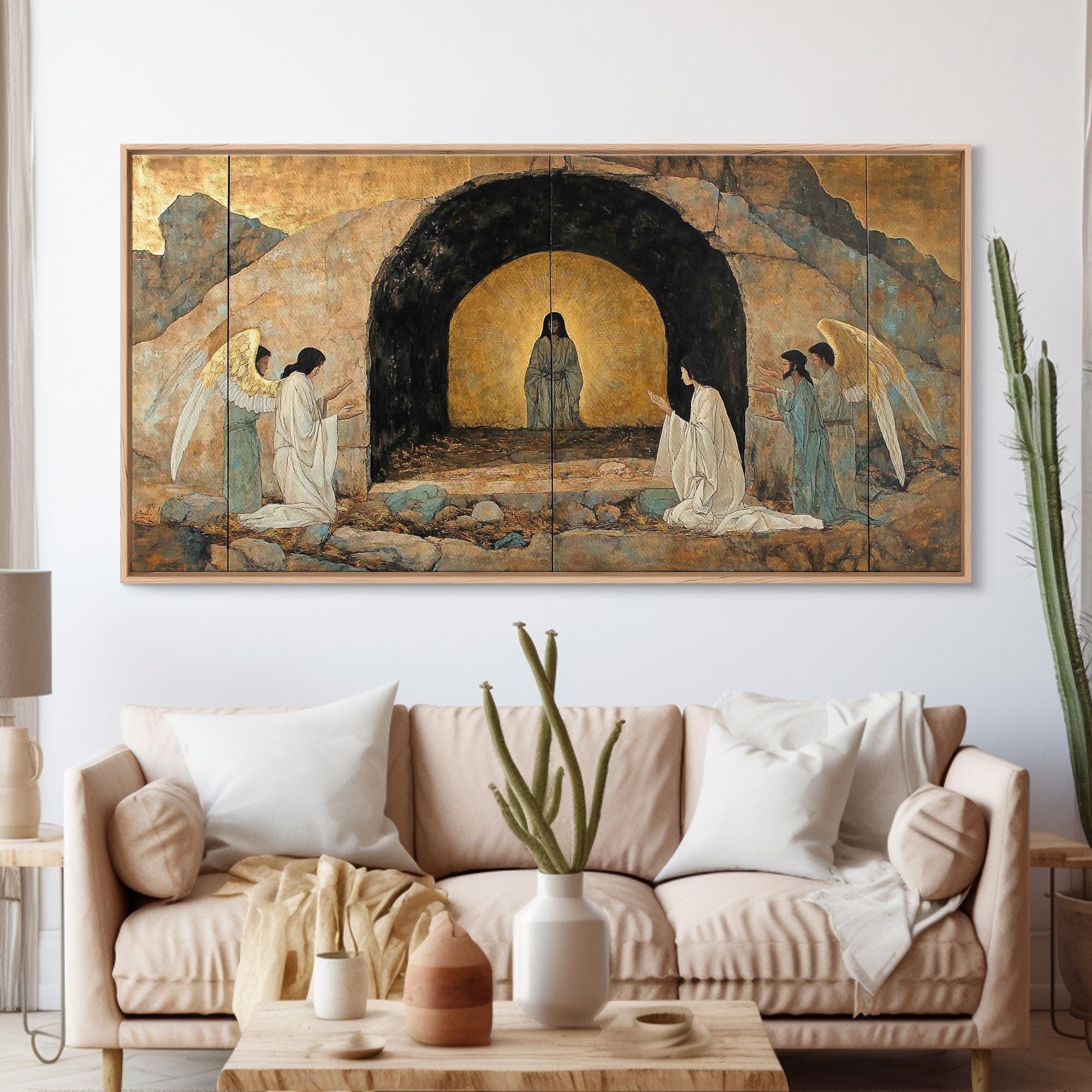 Empty Tomb With Angel and Myrrhbearers Framed Canvas Print - Nihonga ...