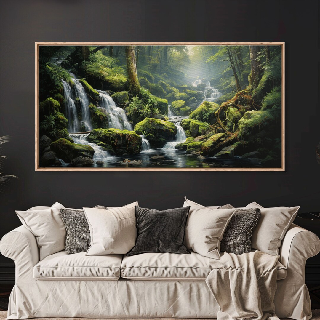 Waterfalls Art, Forest Wall Art, Summer Art, Trees Wall Print ...