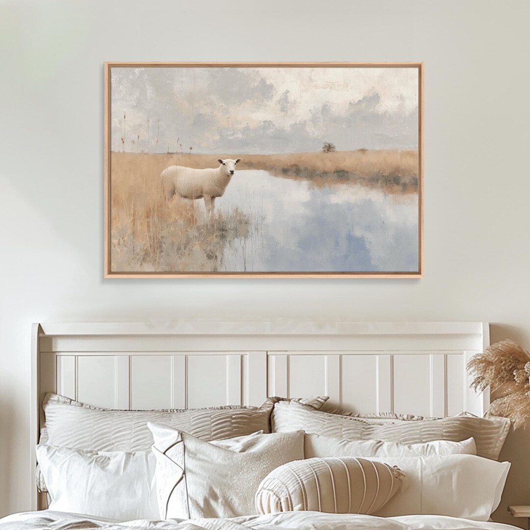 Quiet Shepherd Lamb - Framed Canvas Print - Christian Wall Art ...