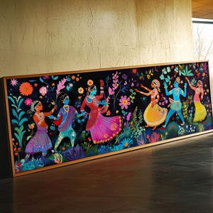 Kerala Style Art Canvas Print, Kerala Mural Painting Print, Panoramic ...