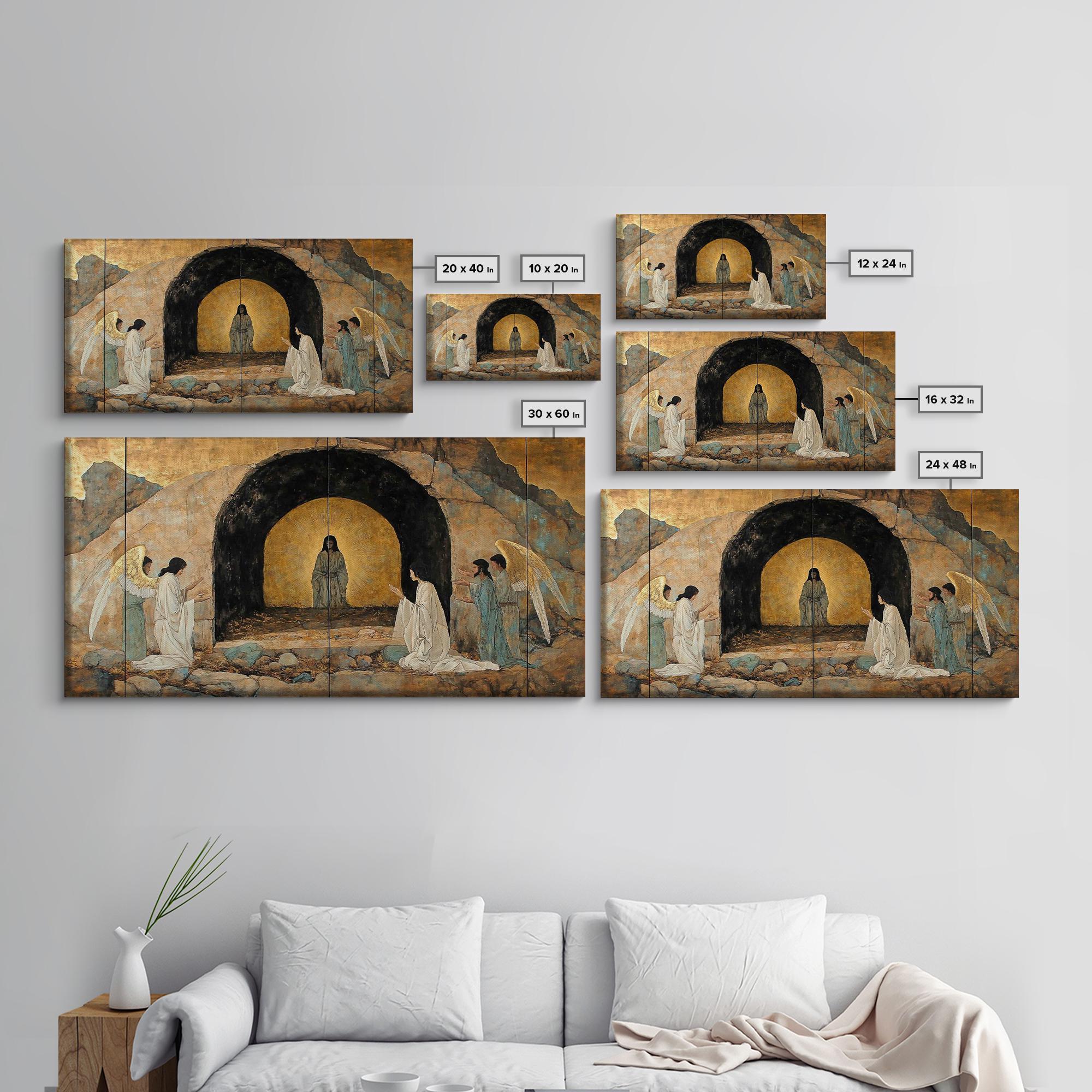 Empty Tomb With Angel and Myrrhbearers Framed Canvas Print - Nihonga ...