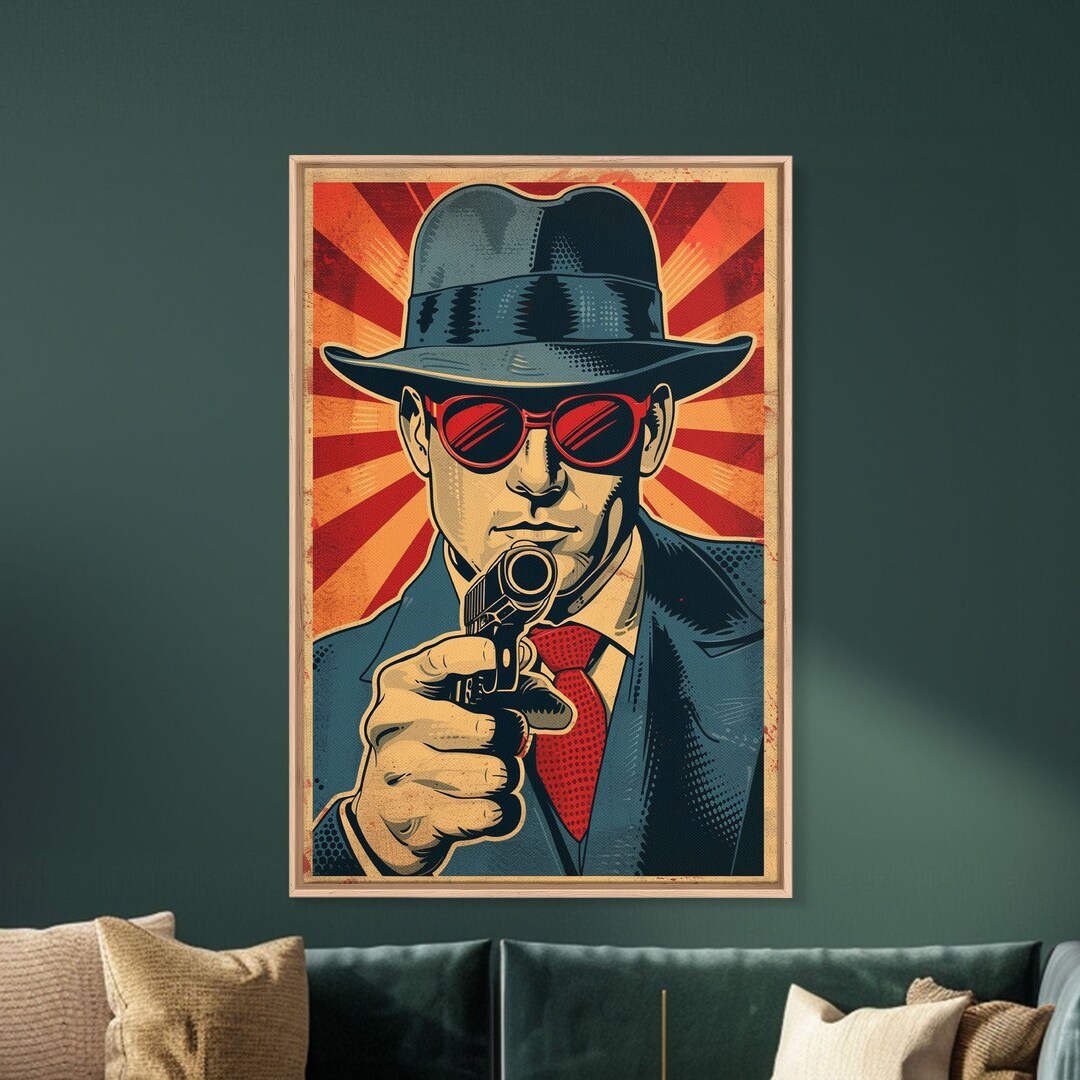 Vintage Gangster Pop Art Printed, Video Game Character Art, Retro Movie ...