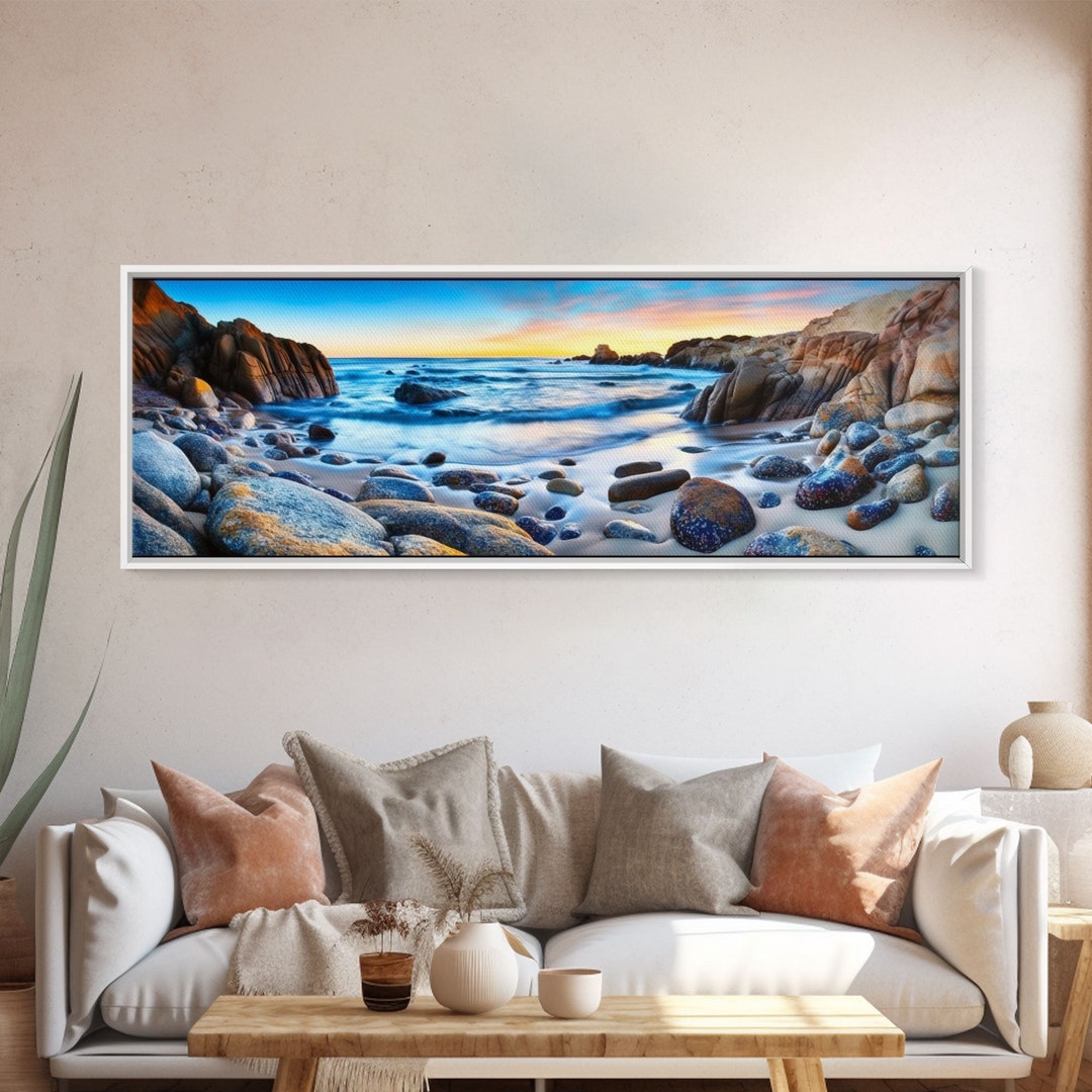 Shoreline Canvas Art Print, Cove, Rocky Shore, Seascape, Sunset, Canvas ...
