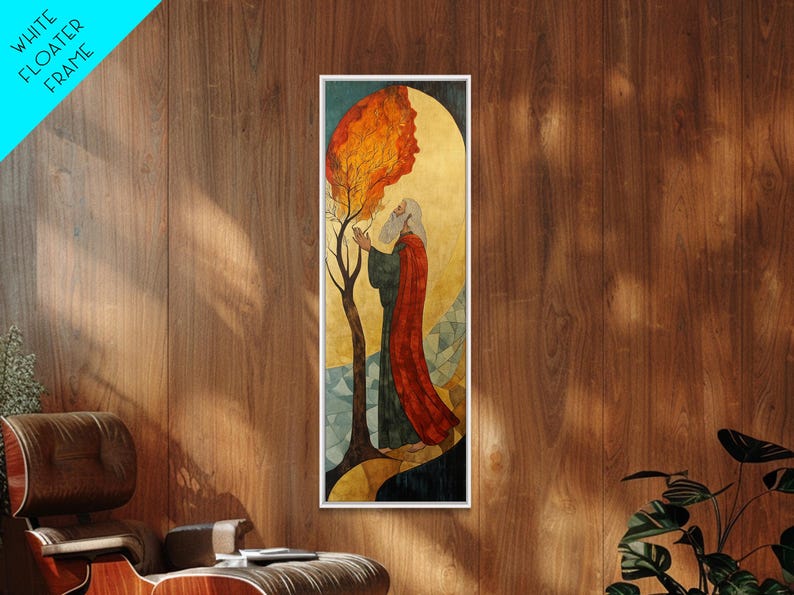 Moses and the Burning Bush Tall & Narrow Art Deco Christian Wall Art ...