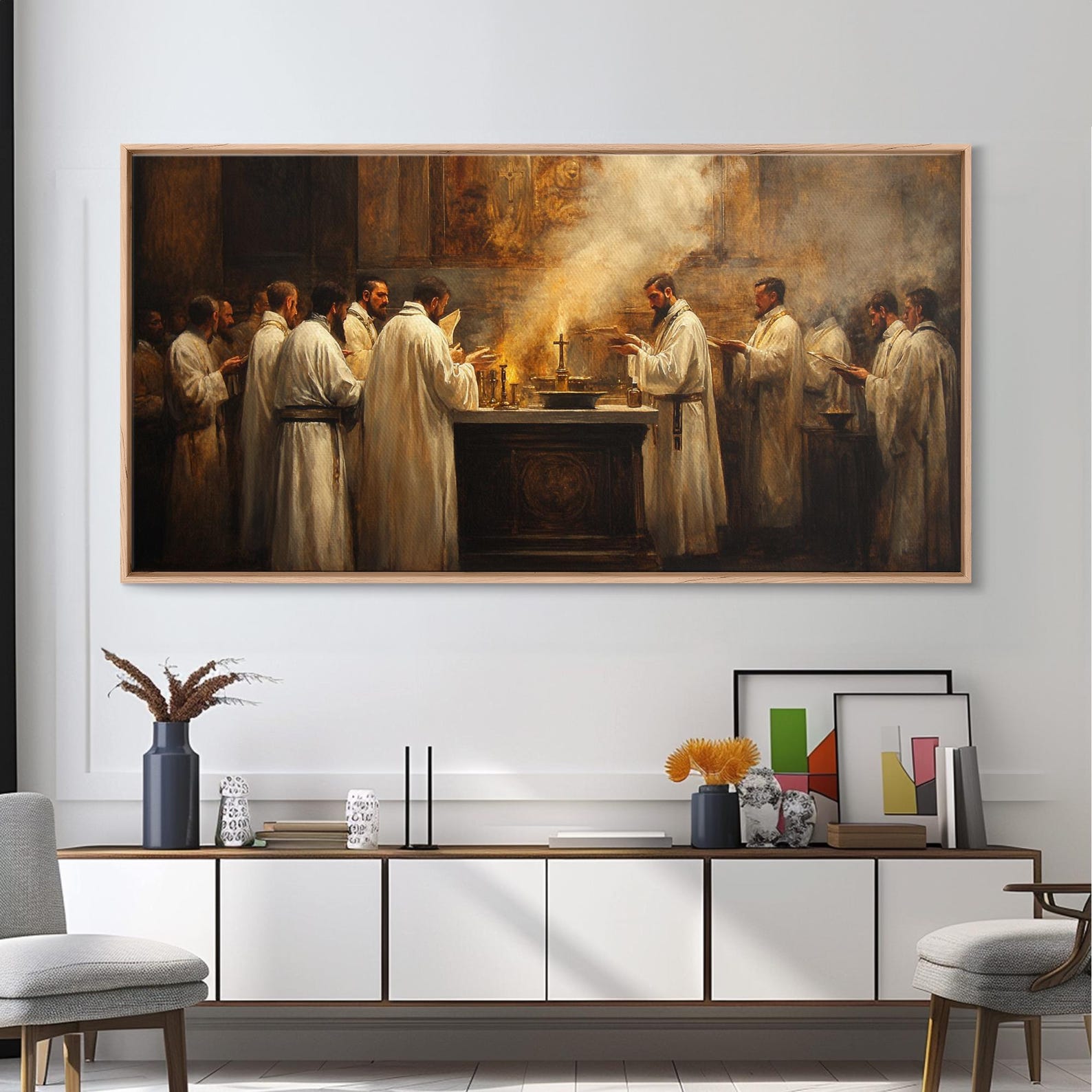Chrism Mass Blessing of the Holy Oils - Art Deco Framed Canvas Print of ...