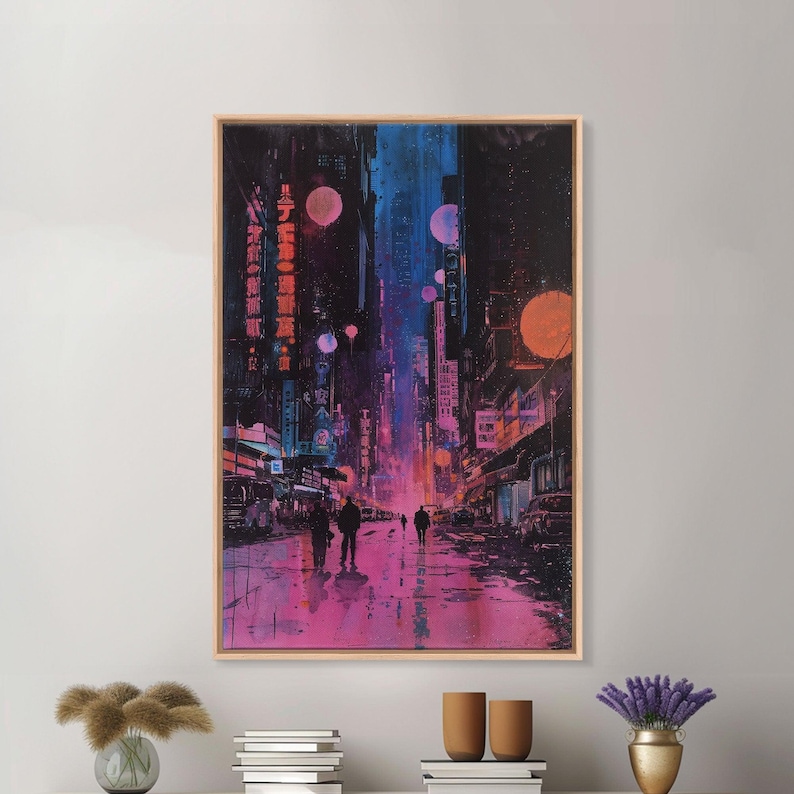 Neon Tokyo Canvas Art Print: Japanese Cityscape Wall Decor - Etsy