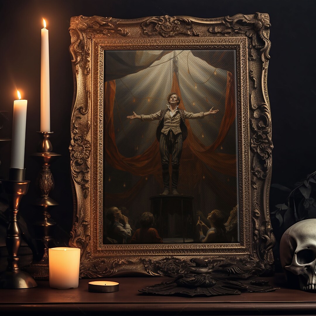 The Macabre Circus, Spooky Cursed Circus Act, Framed Canvas Print ...