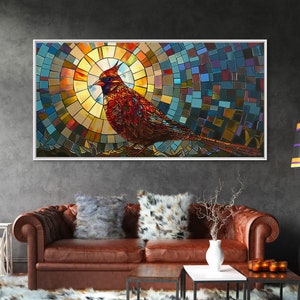 Red Cardinal Canvas Trendy Stained Glass Style Canvas Print, Framed ...
