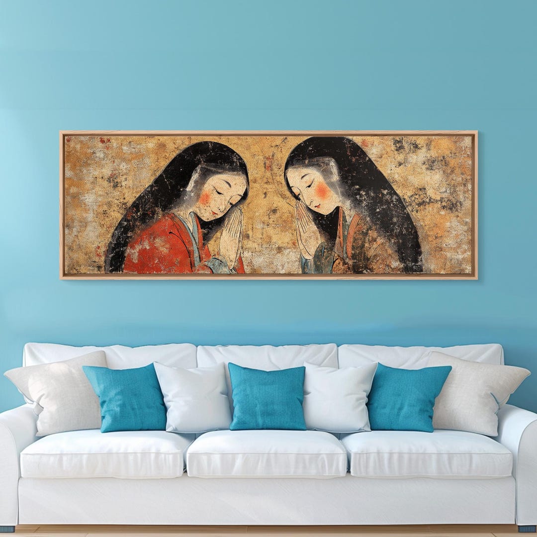 The Visitation of Mary and Elizabeth Framed Canvas Print | Panoramic ...