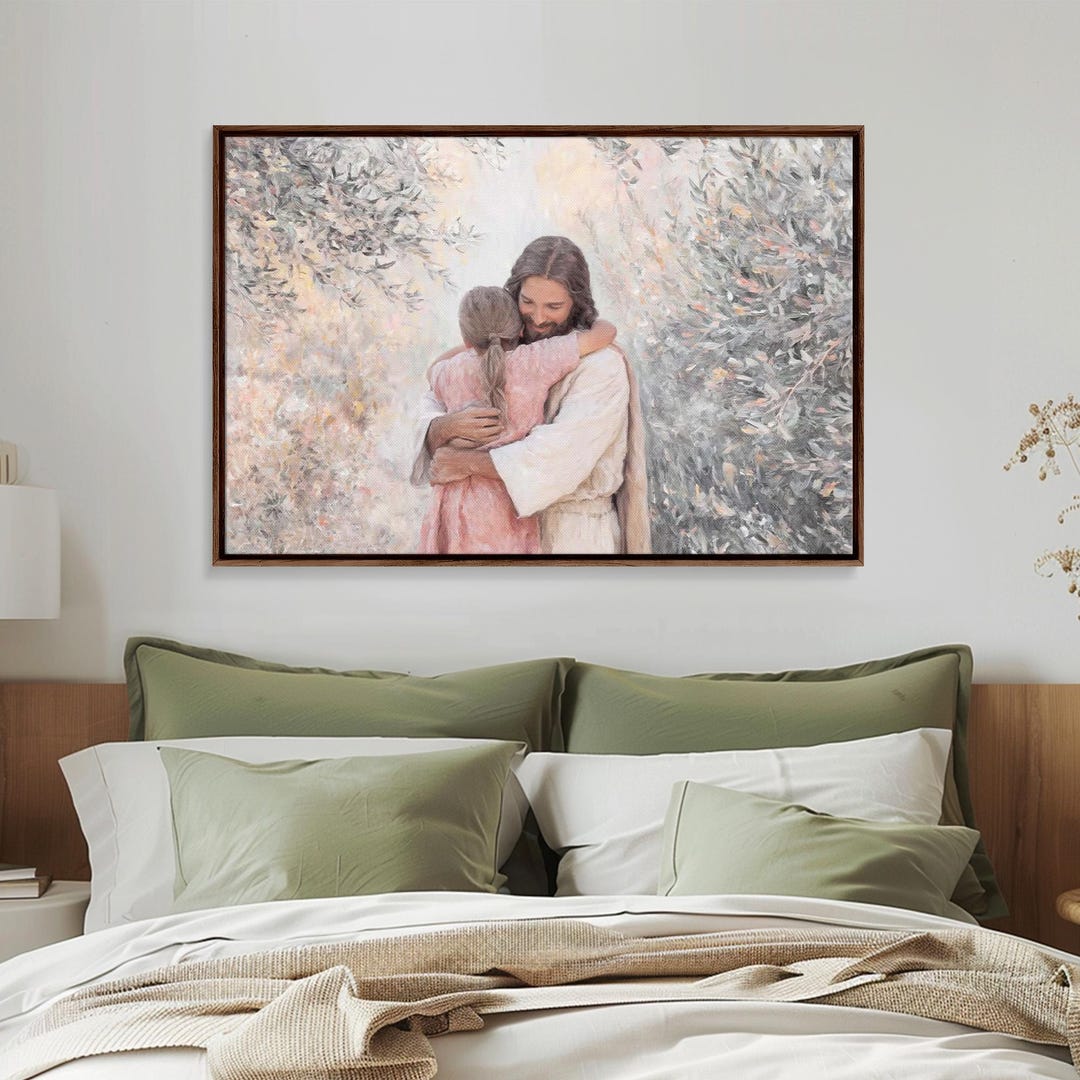 Compassion Embrace - Framed Canvas Print - Jesus Painting - Christian ...
