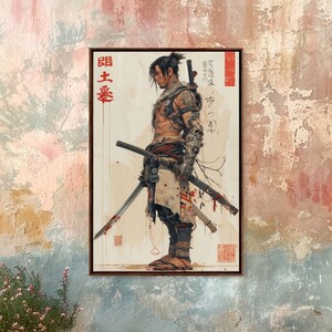 Modern Samurai Warrior Poster Art, Japanese Inspired Wall Art, Framed ...