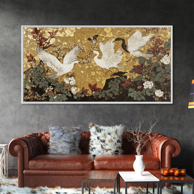 The Creation of Eve in the Garden Nihonga Style Framed Canvas Print ...