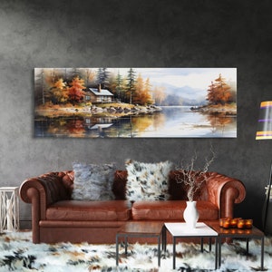 Rustic Lake Cabin at Dusk Watercolor Painting | Peaceful Wilderness ...