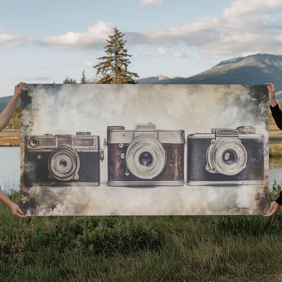 Watercolor Film Cameras Wall Decor, Retro Camera Wall Art, Photography ...