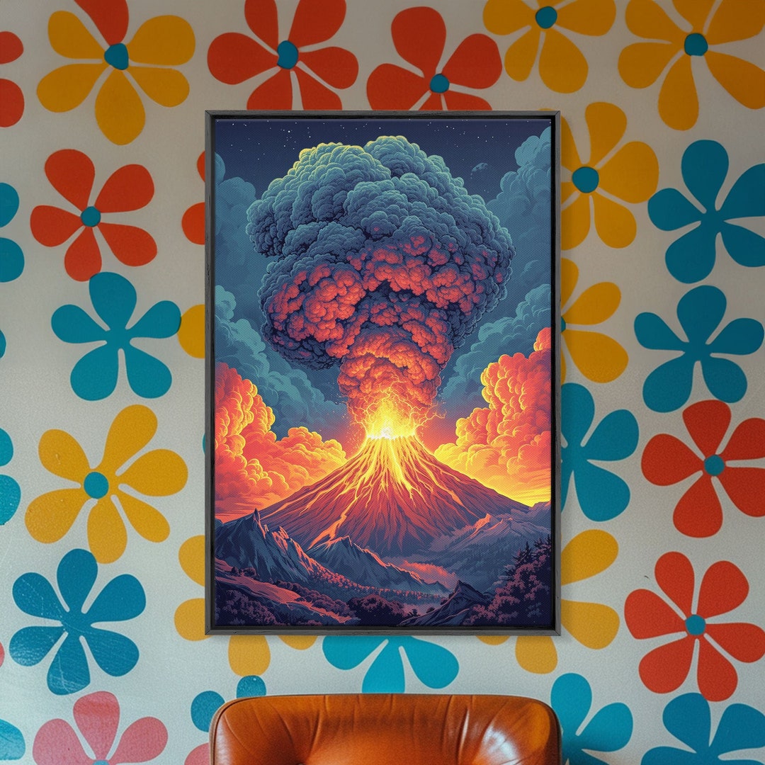 Colorful Volcanic Eruption Printed on Canvas, Printed Canvas Wall Art ...