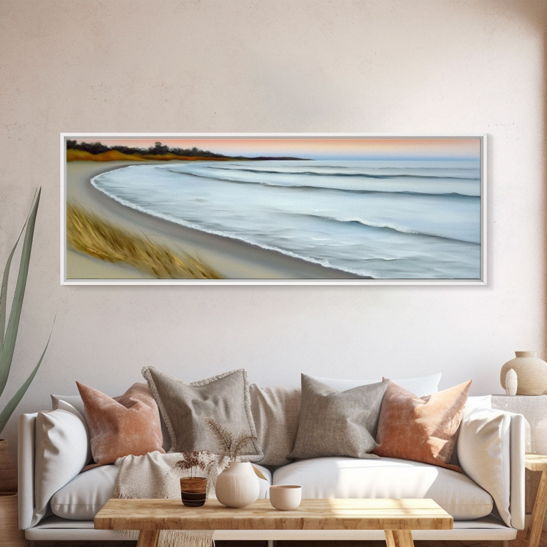Canvas Beach Wall Art, Seashore, Cove, Minimalist Beach Art, Pastel ...