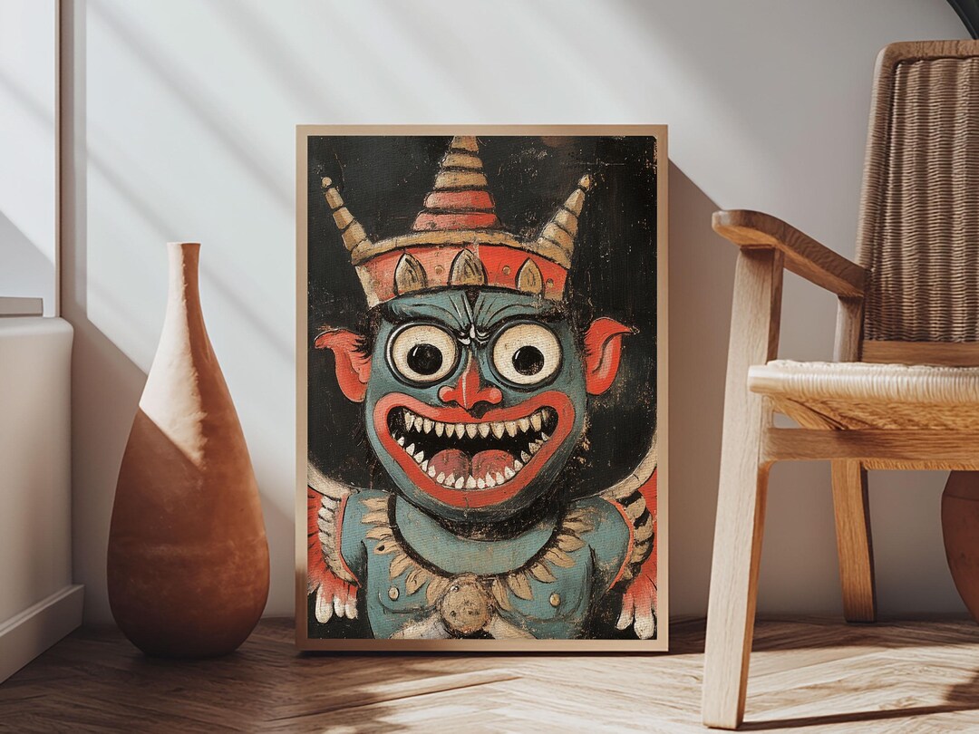 Creepy 19th Century Folk Art Framed Canvas Print, Spooky, Folk Art ...