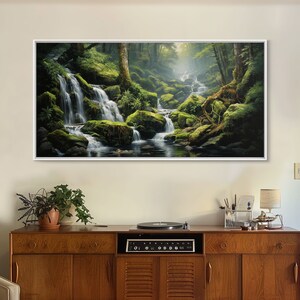 Waterfalls Art, Forest Wall Art, Summer Art, Trees Wall Print ...