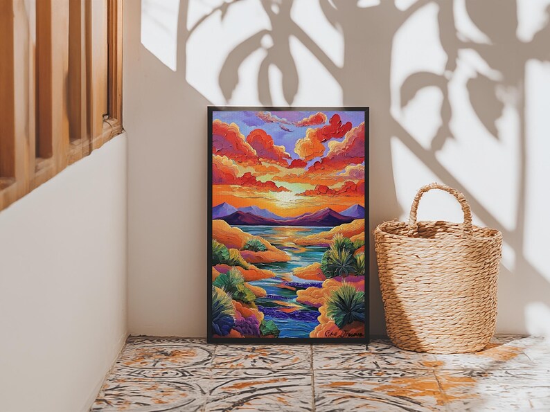 Sunset Desert Canvas Print: Dreamy Boho Landscape Art - Etsy
