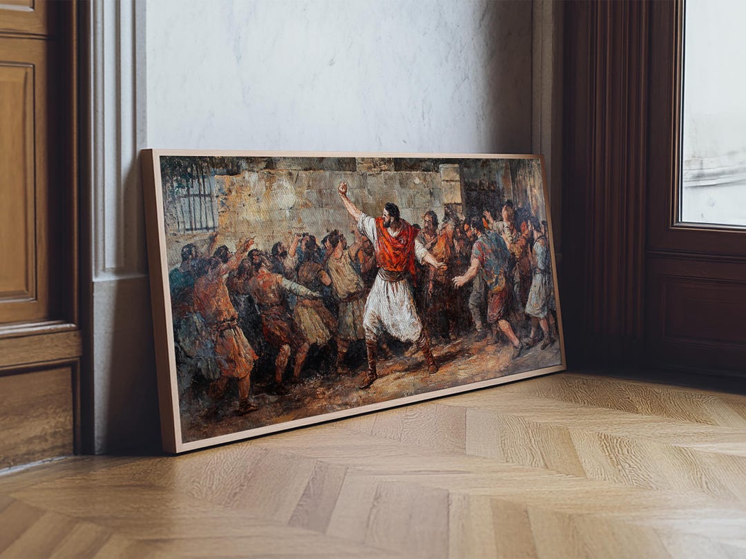 The Stoning of Saint Stephen Renaissance Style Framed Canvas Print ...