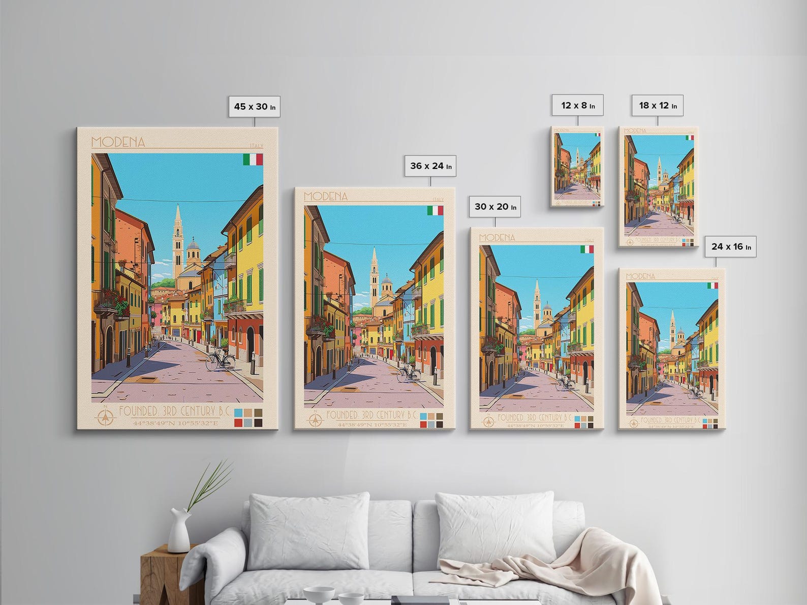 Modena Italy Travel Poster: Vintage Pop Art Framed Canvas Print - Etsy