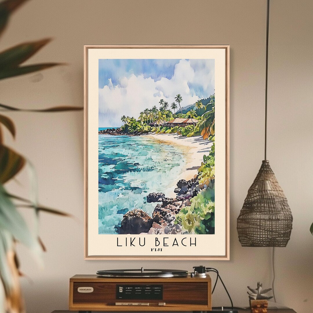 Liku Beach, Fiji Watercolor Print, Vacation Gift, Fiji Wall Art, Beach ...