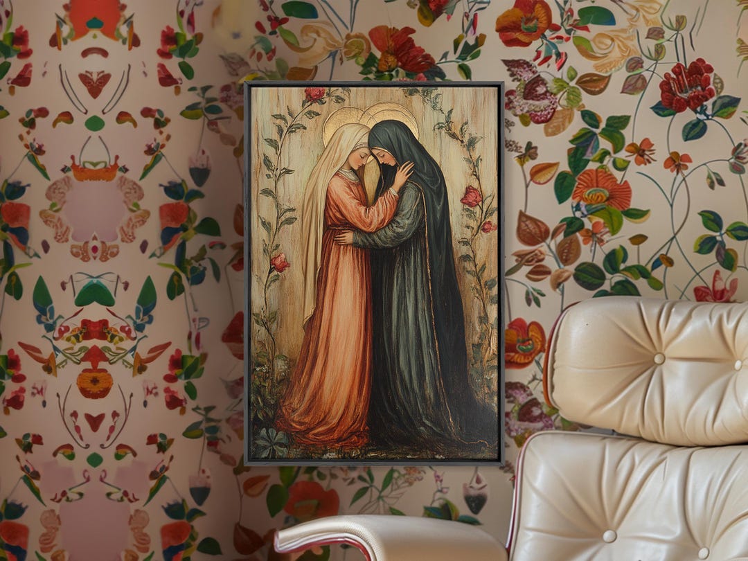 Mary and Elizabeth at the Visitation - Romantic Christian Art Painting ...