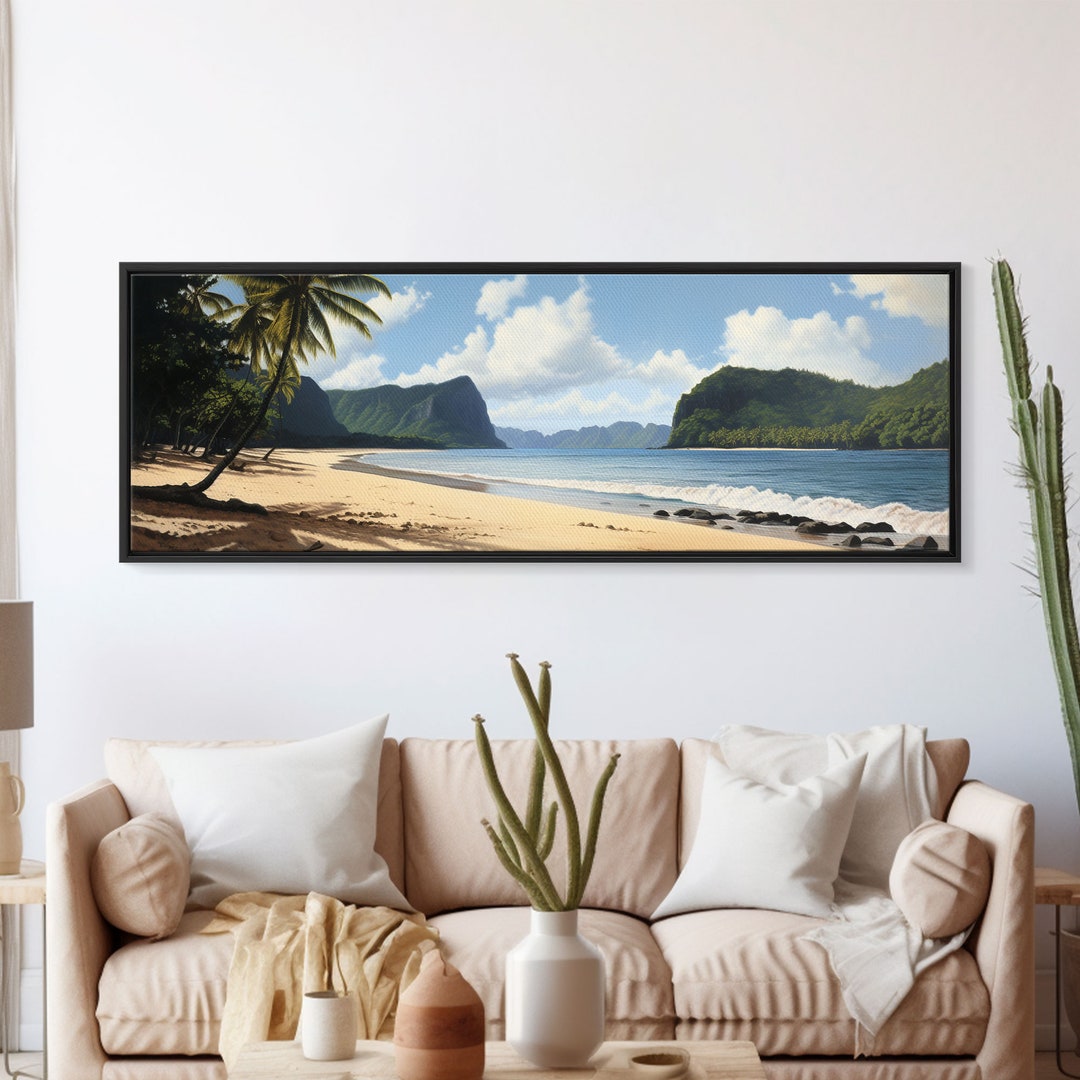 Watercolor Panoramic American Samoa National Park Framed Canvas Print ...
