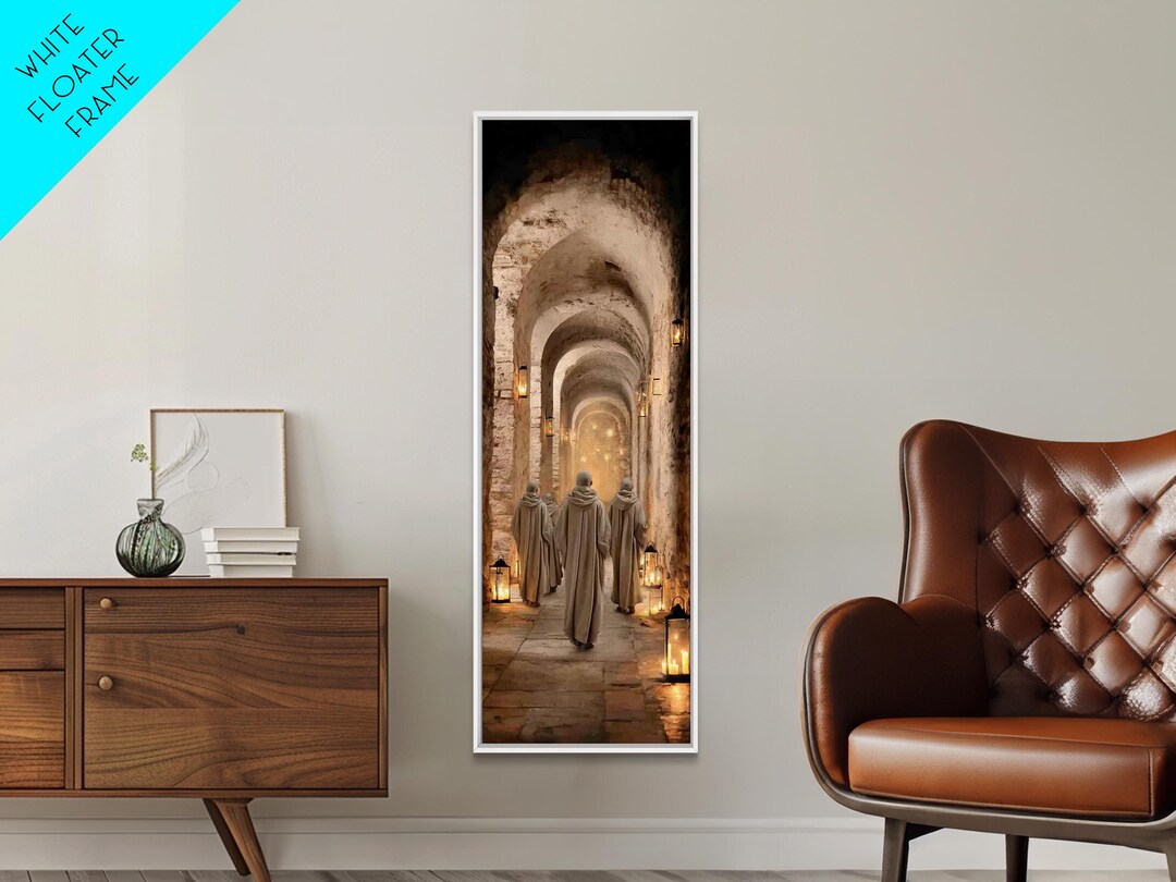 Faithful Cloister Path - Framed Canvas Print - Tall Narrow Wall Art ...