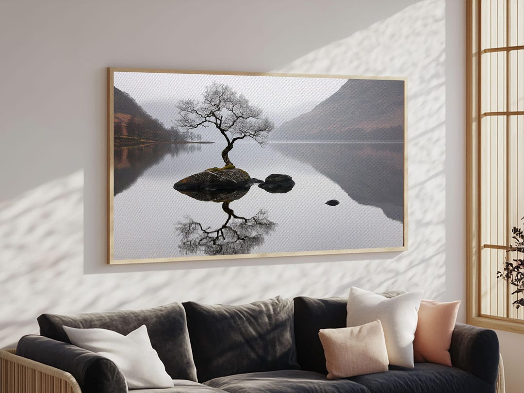Lone Bonzai Tree on an Island Framed Canvas Print - Ready to Hang Wall ...
