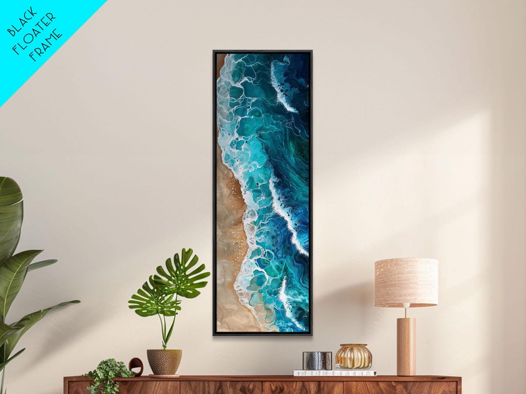 Aerial Ocean View Art - Framed Canvas Print, Farmhouse Art, Boho Art ...