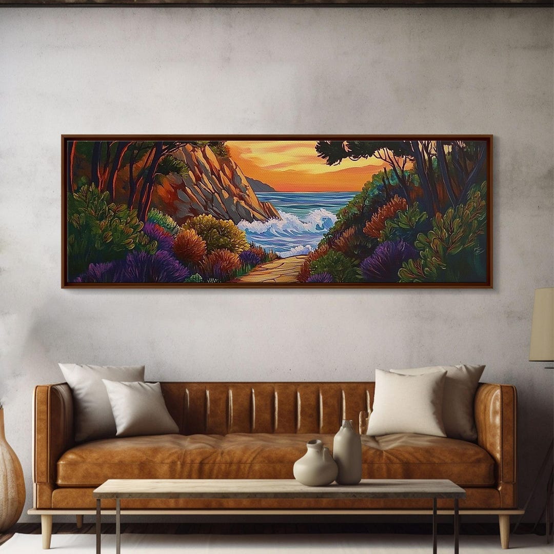 Forest Path, Ocean Cove, Sunset Vibes, Canvas Print, Coastal Nature ...