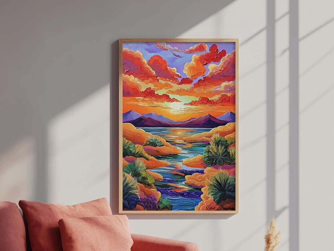 Sunset Desert Canvas Print: Dreamy Boho Landscape Art - Etsy