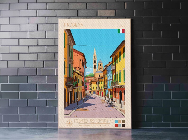 Modena Italy Travel Poster: Vintage Pop Art Framed Canvas Print - Etsy
