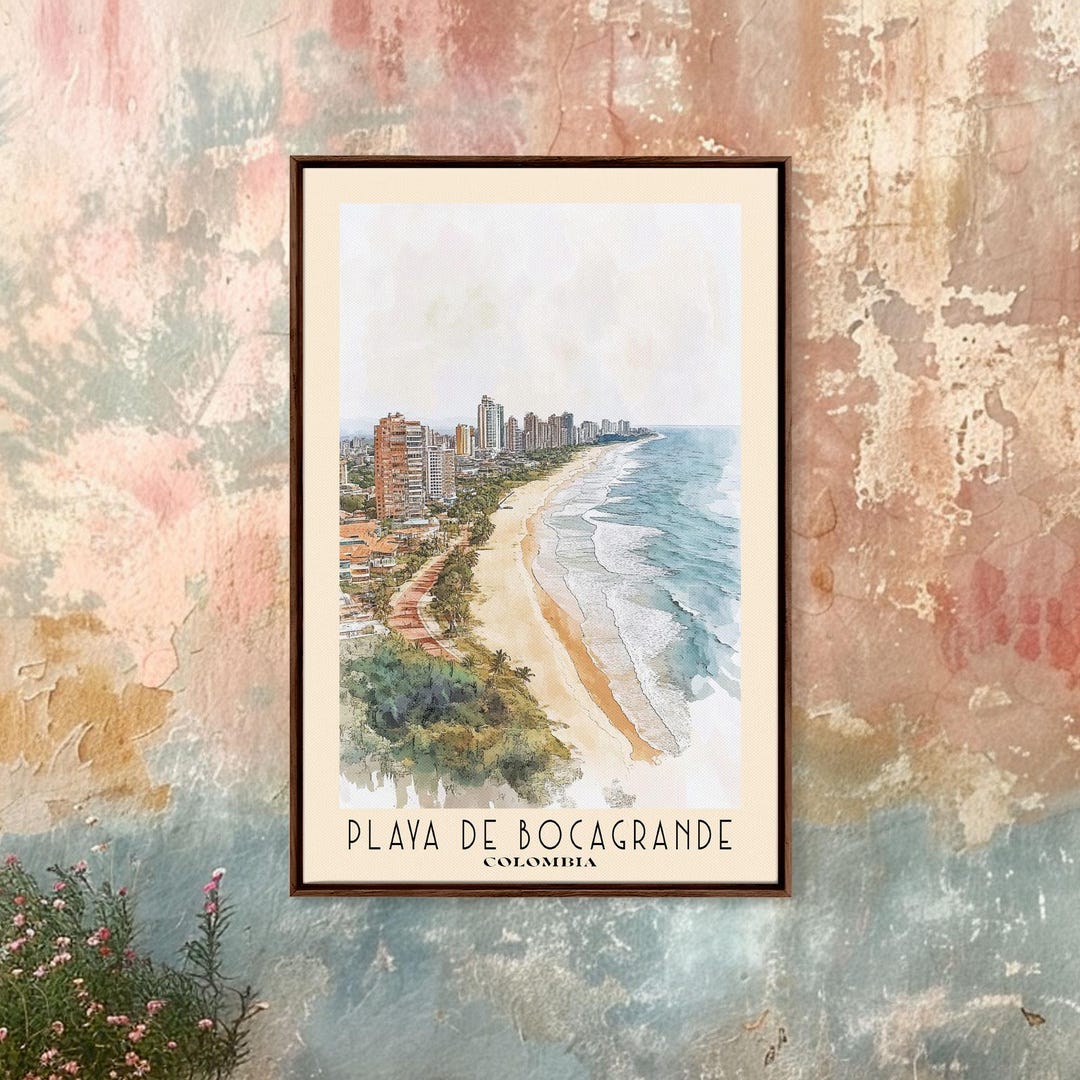 Playa De Bocagrande, Colombia Watercolor Print, Vacation Gift, Colombia ...