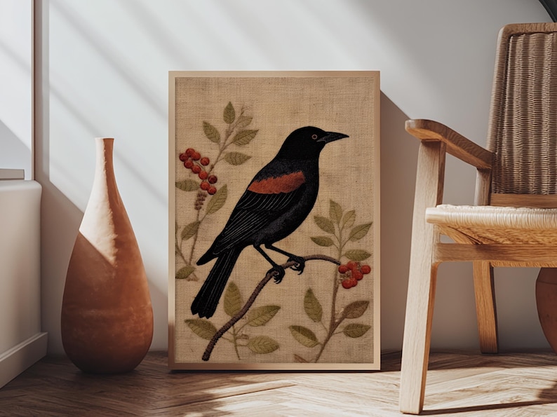Raven Canvas Print: Antique Bird Painting, Vintage Wall Art - Etsy