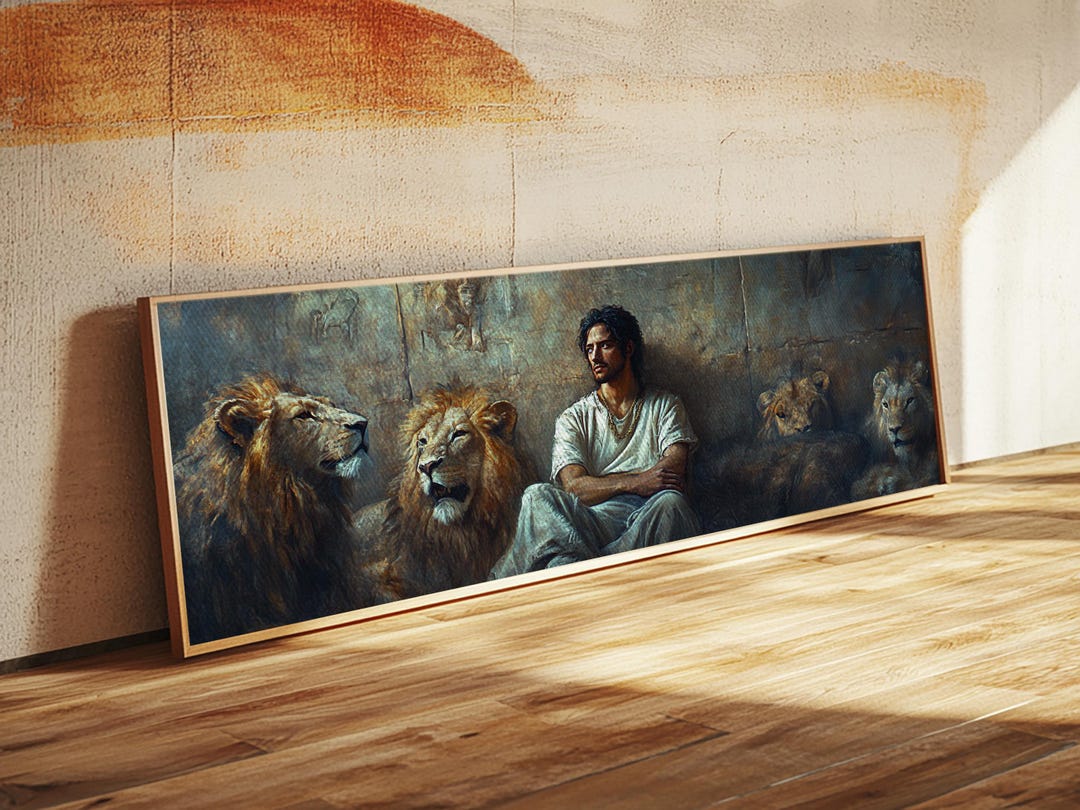 Daniel in the Lions Den Miracle of Faith Framed Canvas Print ...